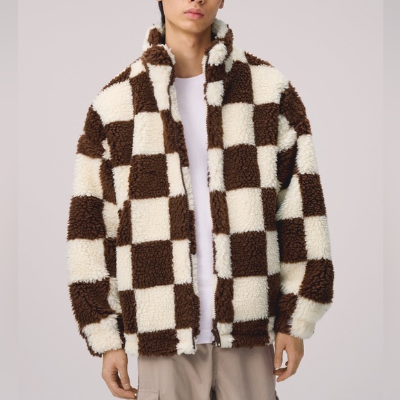 Zara | Jackets & Coats | Zara Men Combination Checkered Plaid Fleece ...